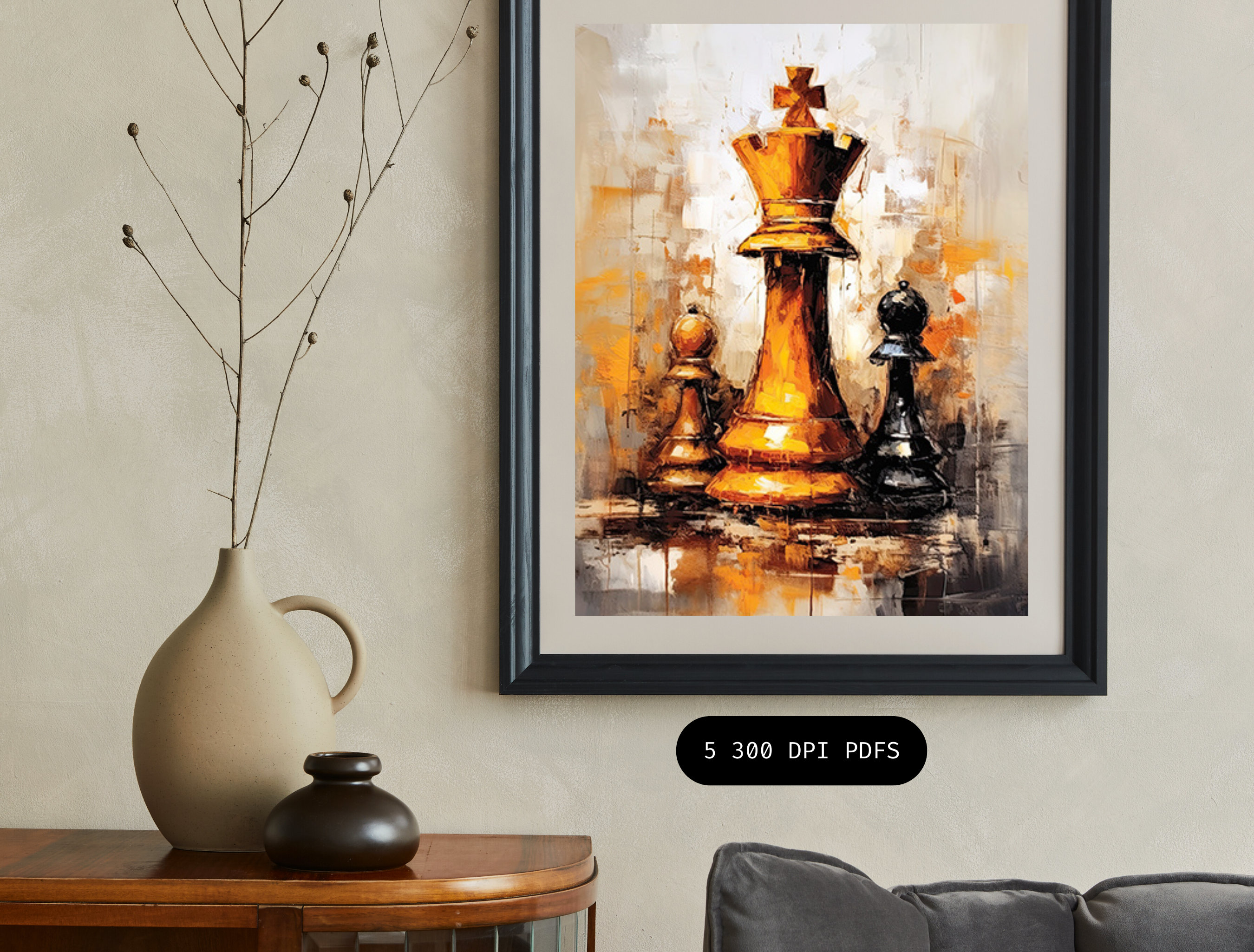 Chess Digital Art Printables Set of 2 Modern Digital Oil Painting Wall ...