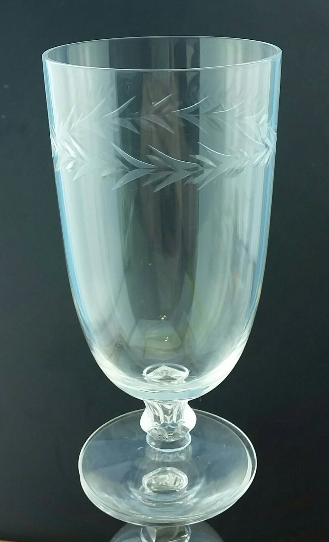 12 Vtg Fostoria 6" Crystal Ice Tea / Water Goblets Greek Column Wheel ...