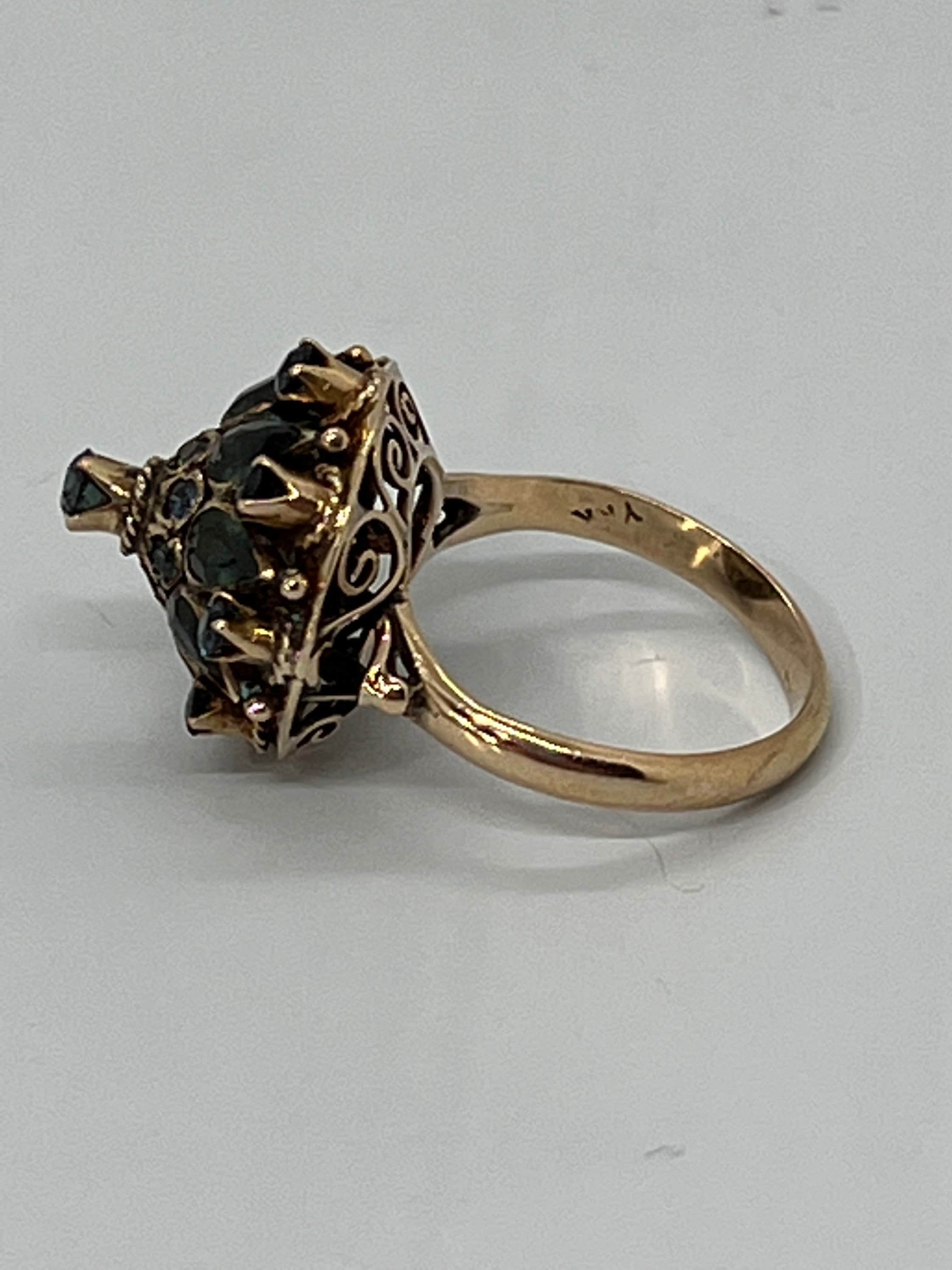 Vintage Solid Hallmarked 14-karat Yellow Gold & Blue Sapphire Harem ...