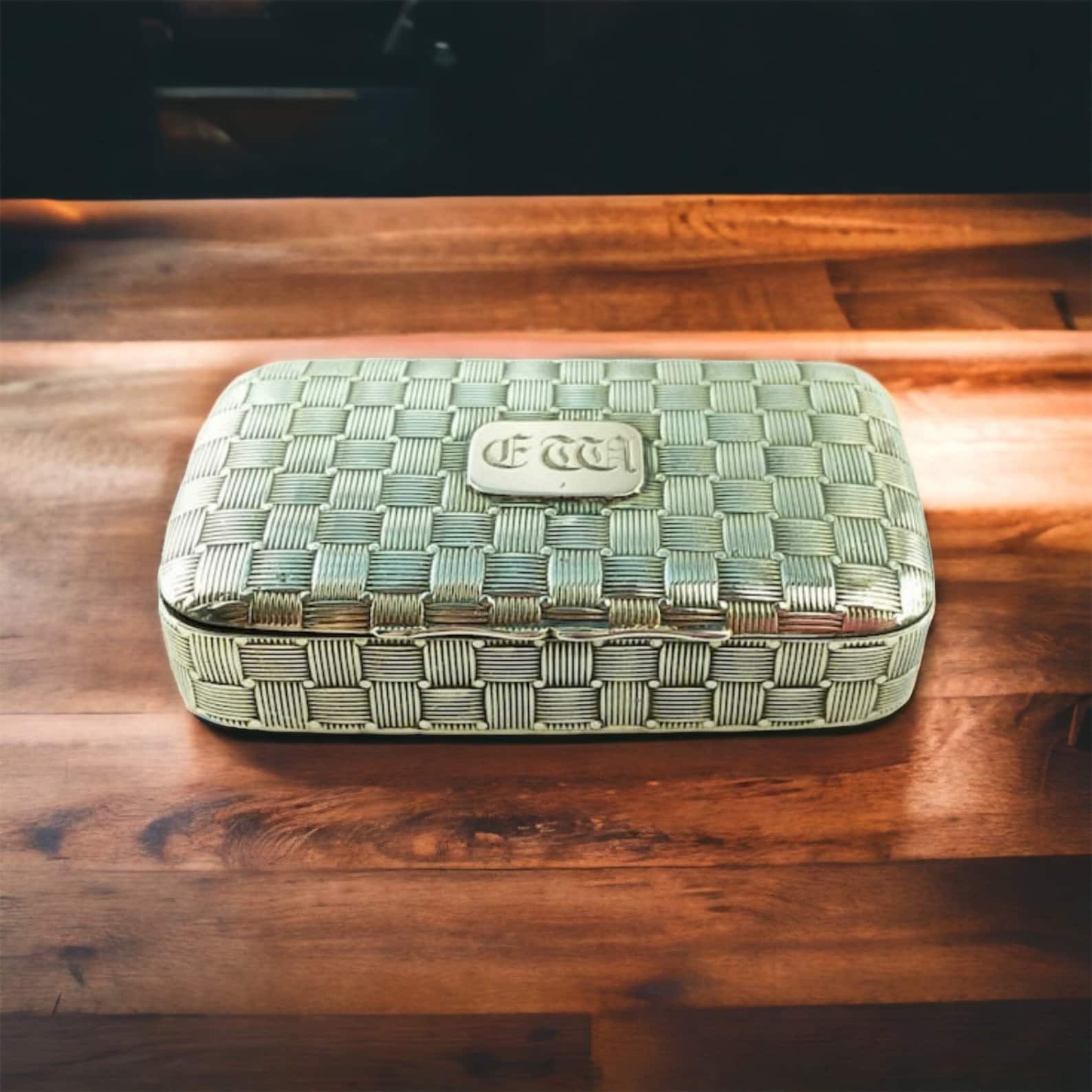 Antique Regency 1811 Sterling Silver Snuff Box Birmingham Basket Weave ...