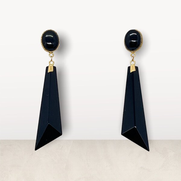 Triangle Onyx Earrings - Etsy
