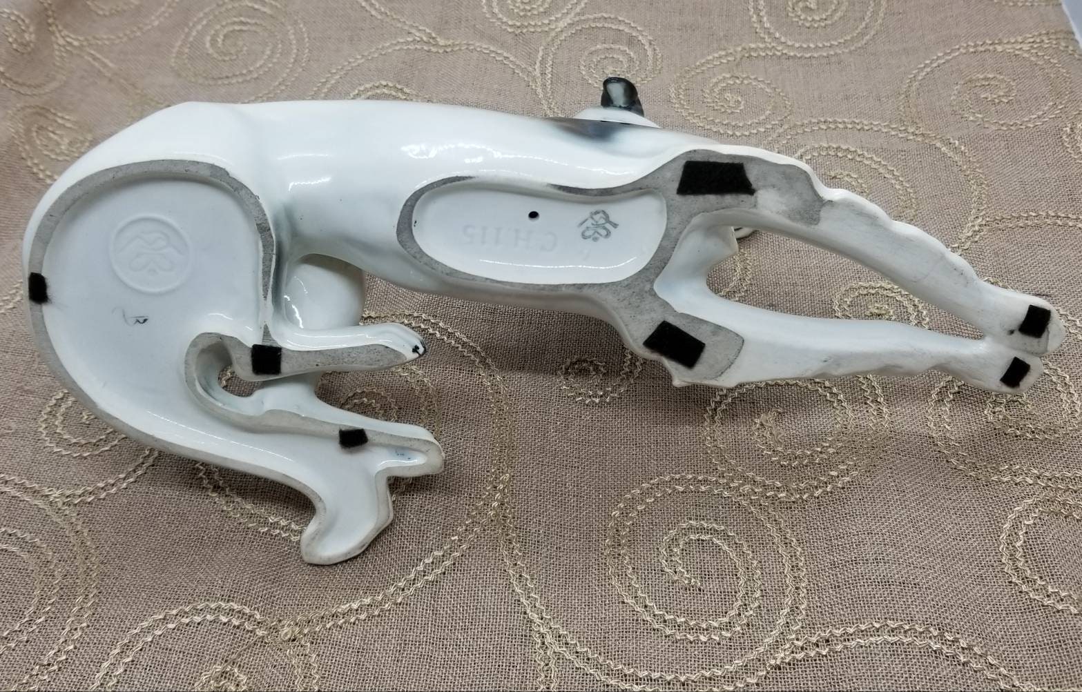 1930s 40s Art Deco Goebel Porcelain Large Greyhound Whippet Dog Made in ...