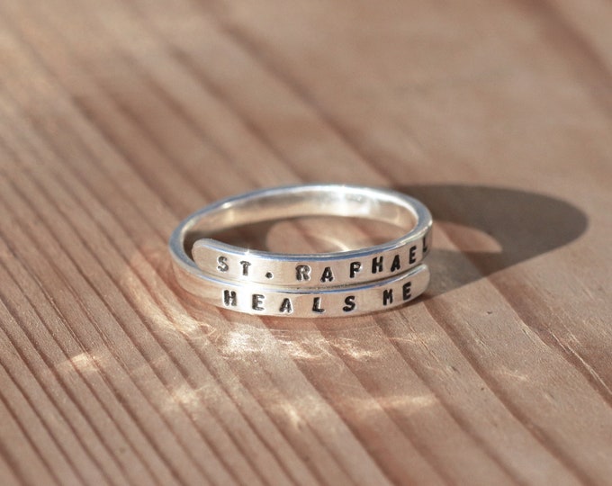 St. Raphael the Archangel Heals Me' -hand Stamped Ring Sterling Silver ...