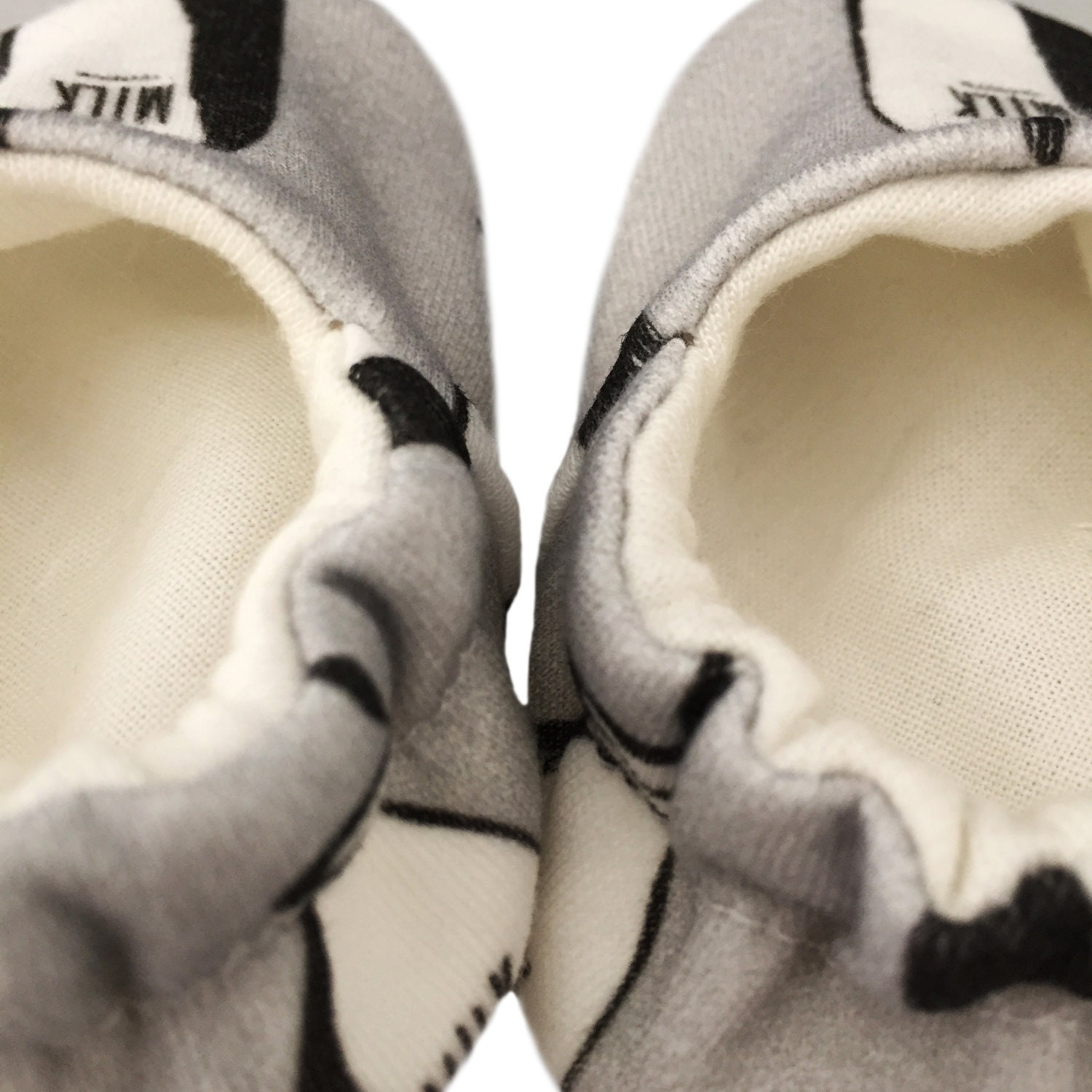 Custom Milk Bottle Shoes Organic Grey Moccasins Newborn Christening ...