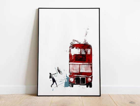 The London Bus Contemporary Wall Art Print Illustration | Etsy