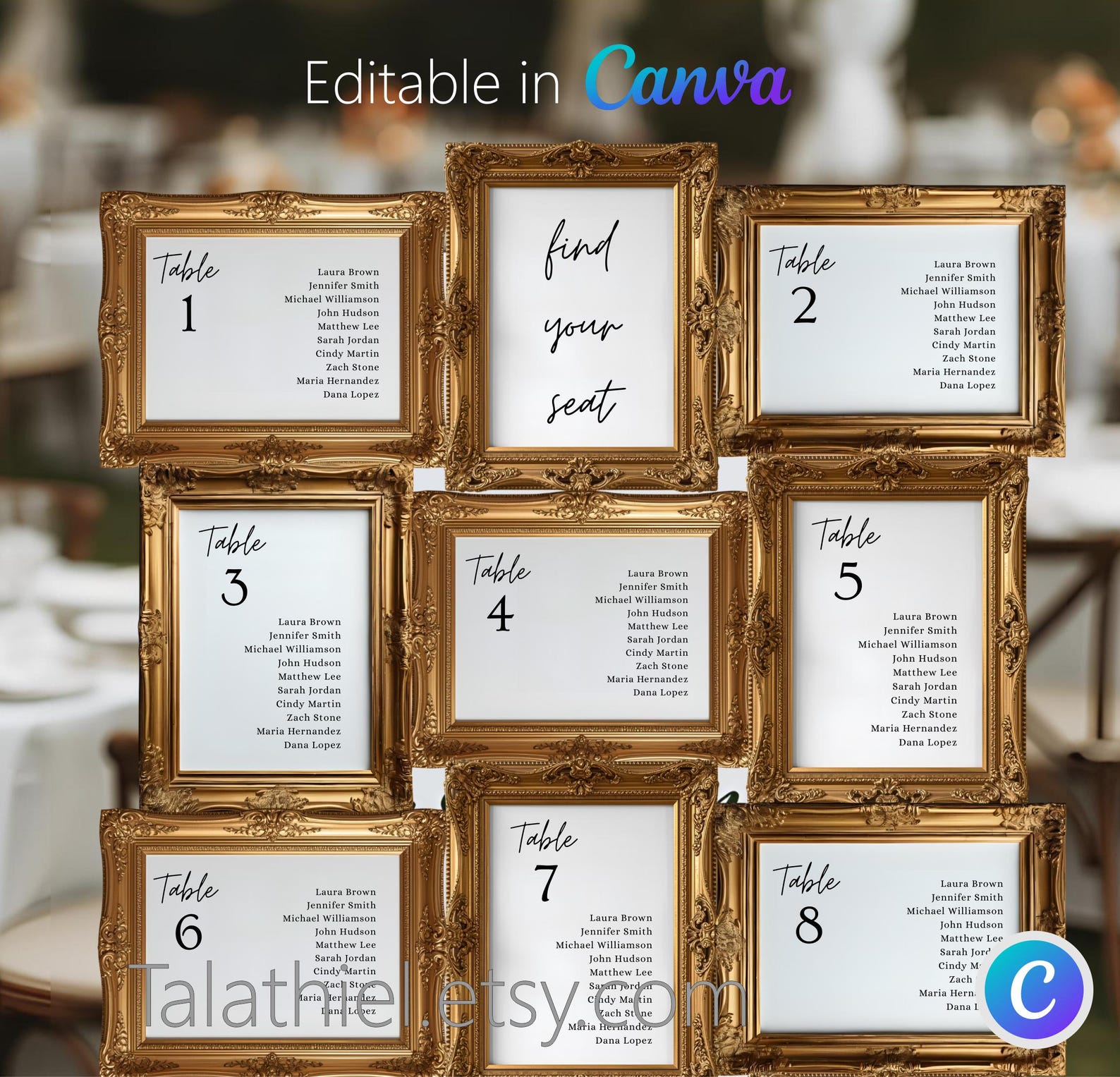 4x6 Minimalist Wedding Seating Chart Template, Portrait & Landscape ...
