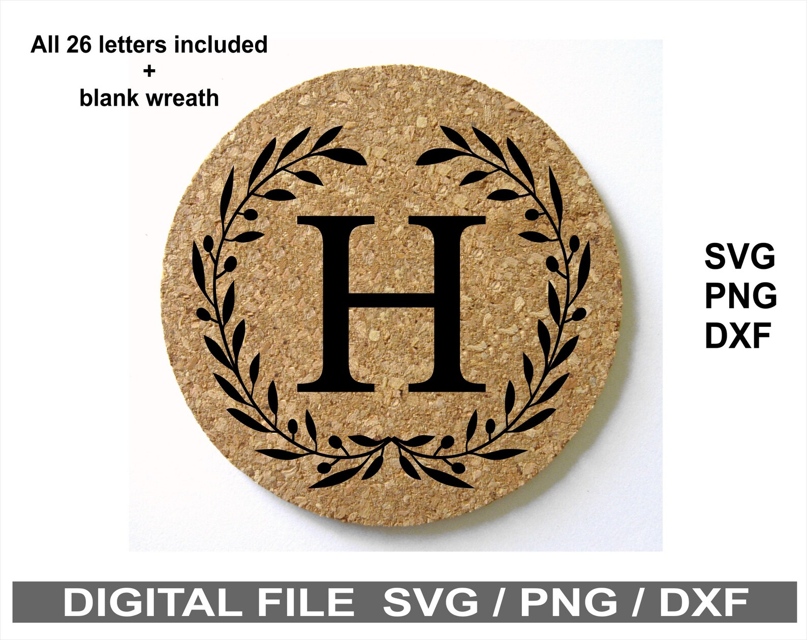 Monogram SVG Font Laurel Svg Initial Svg Wreath Svg Letters - Etsy Canada