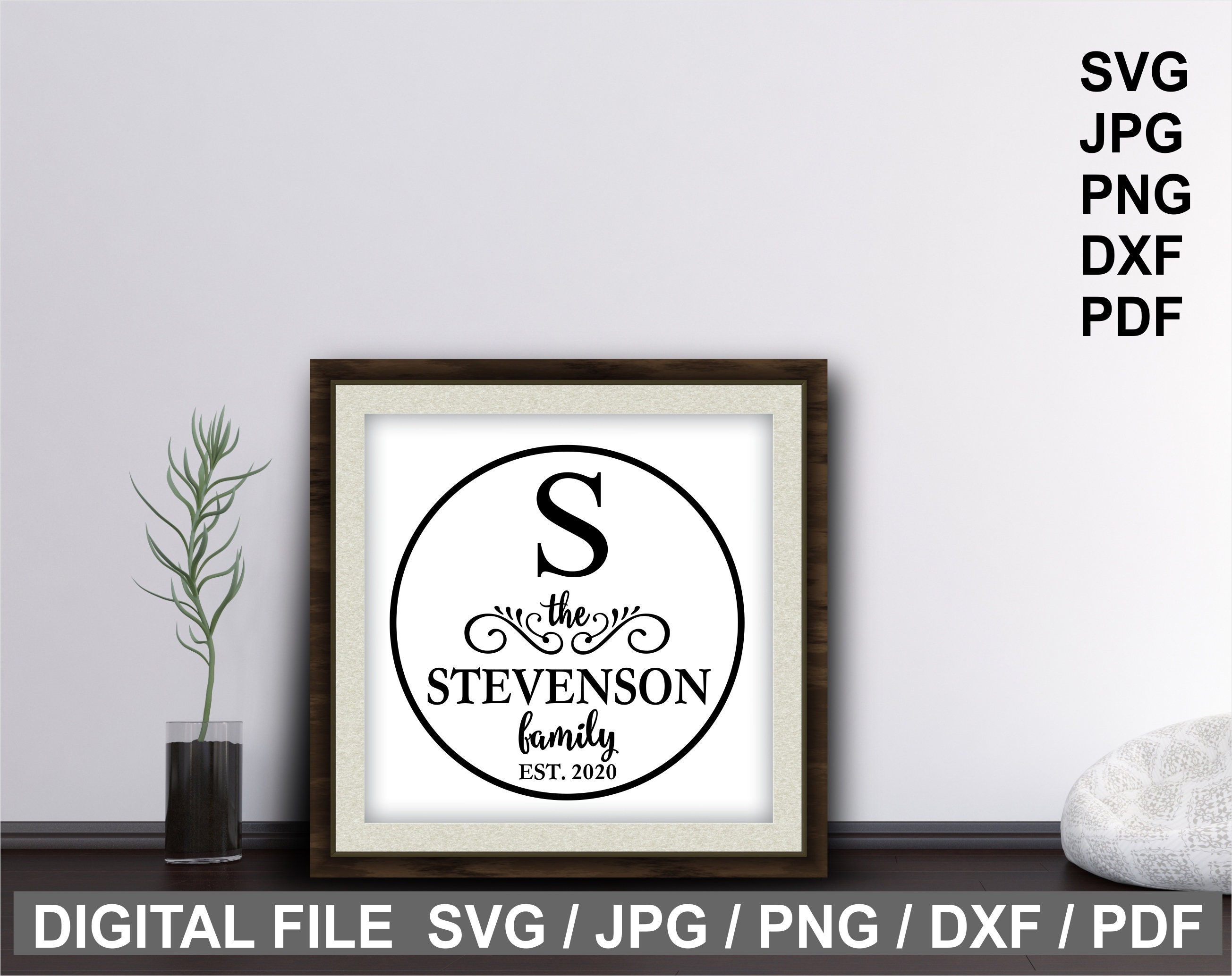 Monogram SVG Family Sign Svg Initial Svg Laurel Svg Farmhouse | Etsy