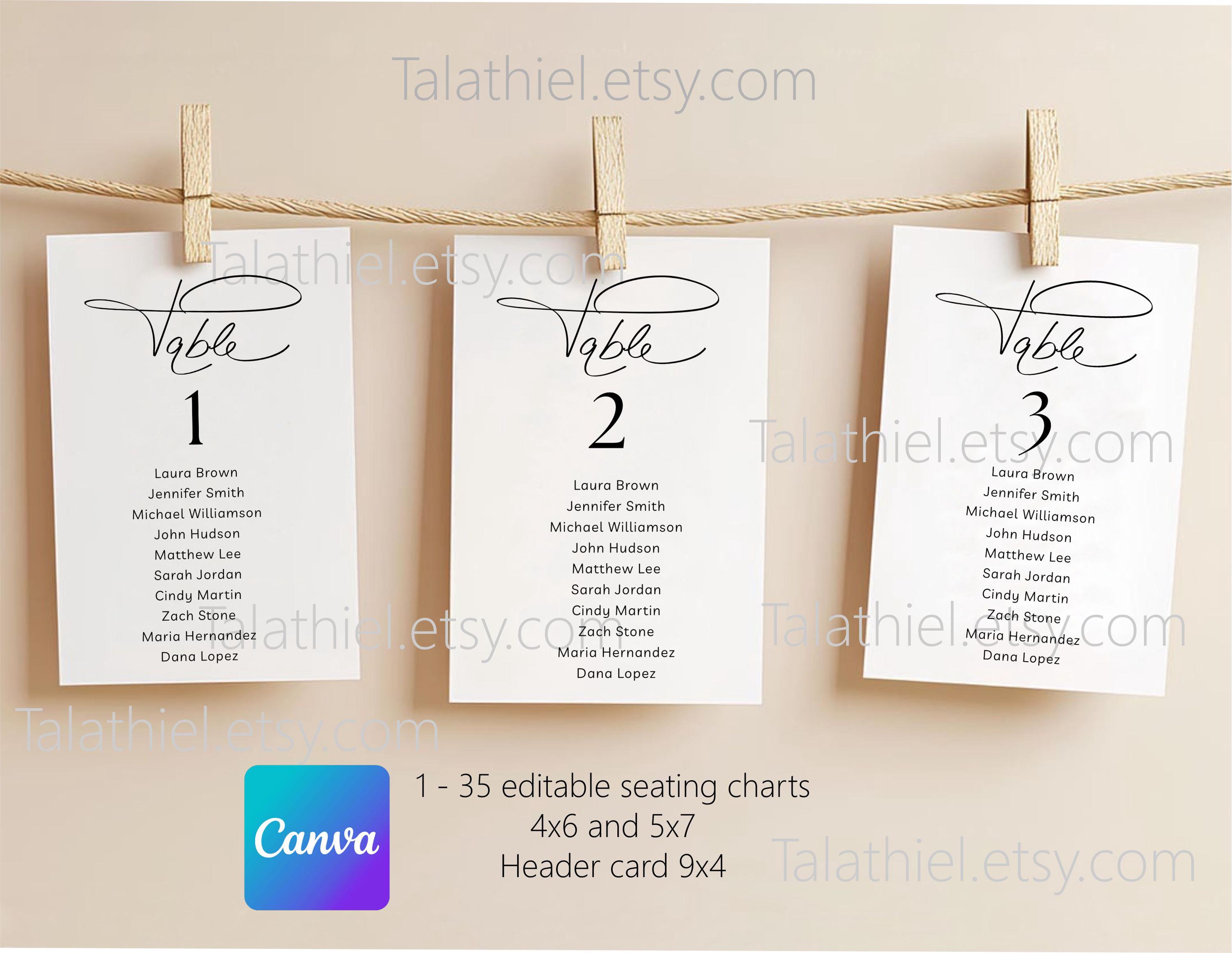 Wedding Seating Chart Minimalist Template: Editable Canva Design ...