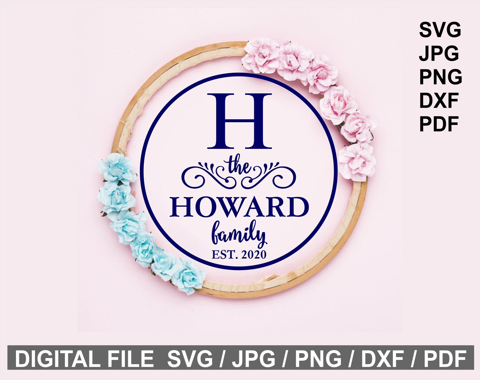 Monogram SVG Family Sign Svg Initial Svg Laurel Svg Farmhouse | Etsy