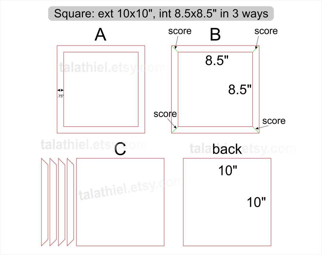 Glowforge Square Frame SVG Template, 10x10 Photo Frame (digital ...
