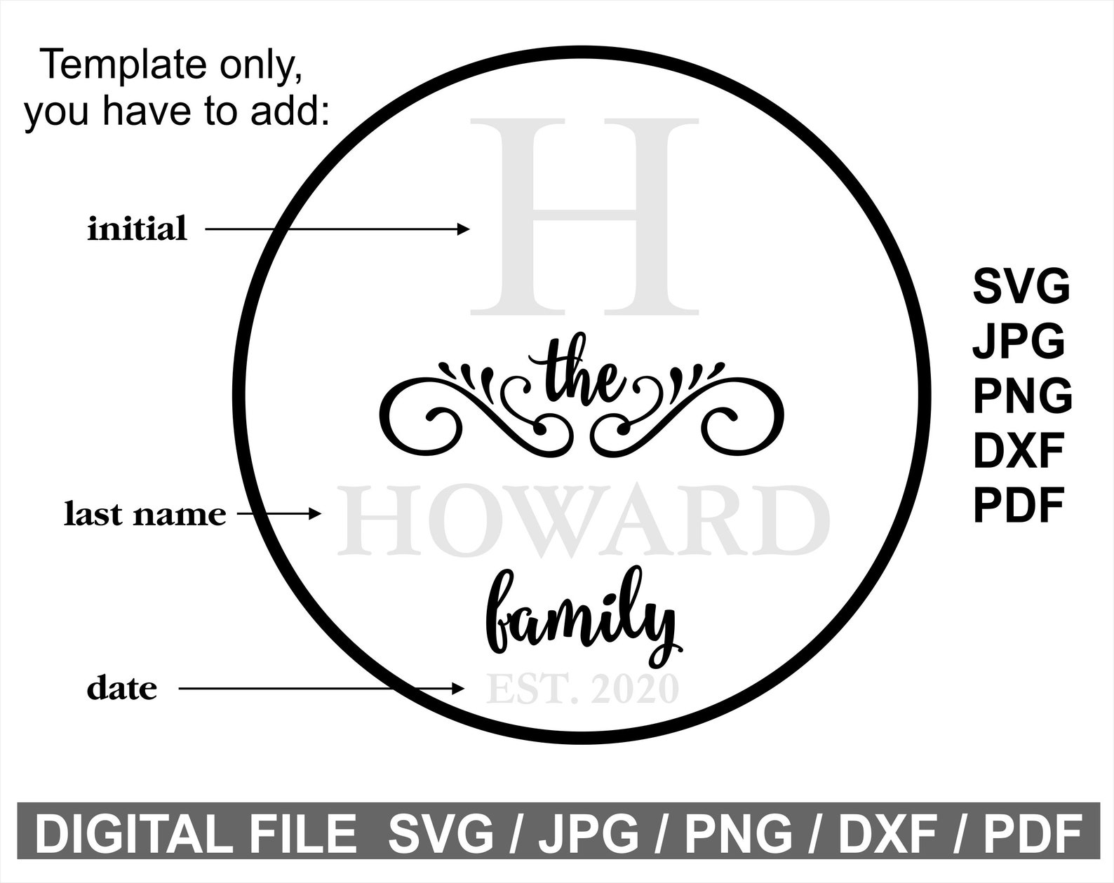 Monogram SVG Family Sign Svg Initial Svg Laurel Svg Farmhouse | Etsy