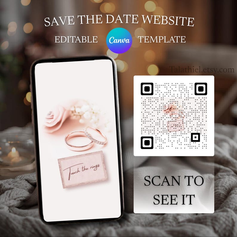 Pink Rose Blush Save the Date Website Template, Canva Digital Save the ...