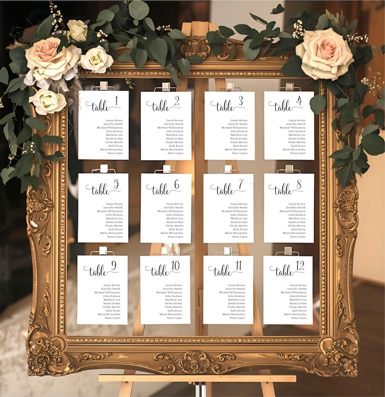 Seating Chart Template for Wedding, 4x6 Horizontal & Vertical (editable ...