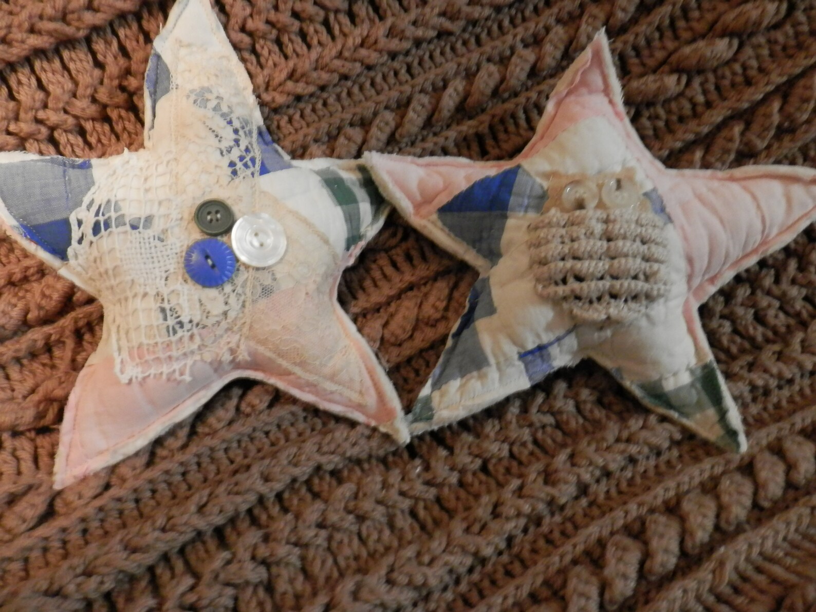 Star Farmhouse Basket Fillers - Set of 2 - Antique Quilt Stars With ...