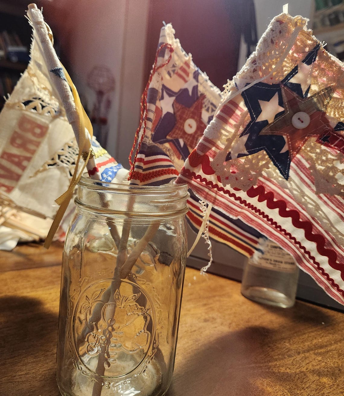 Flags (set/3)-shabby Handmade Patriotic Americana Decor Unique Upcycled ...