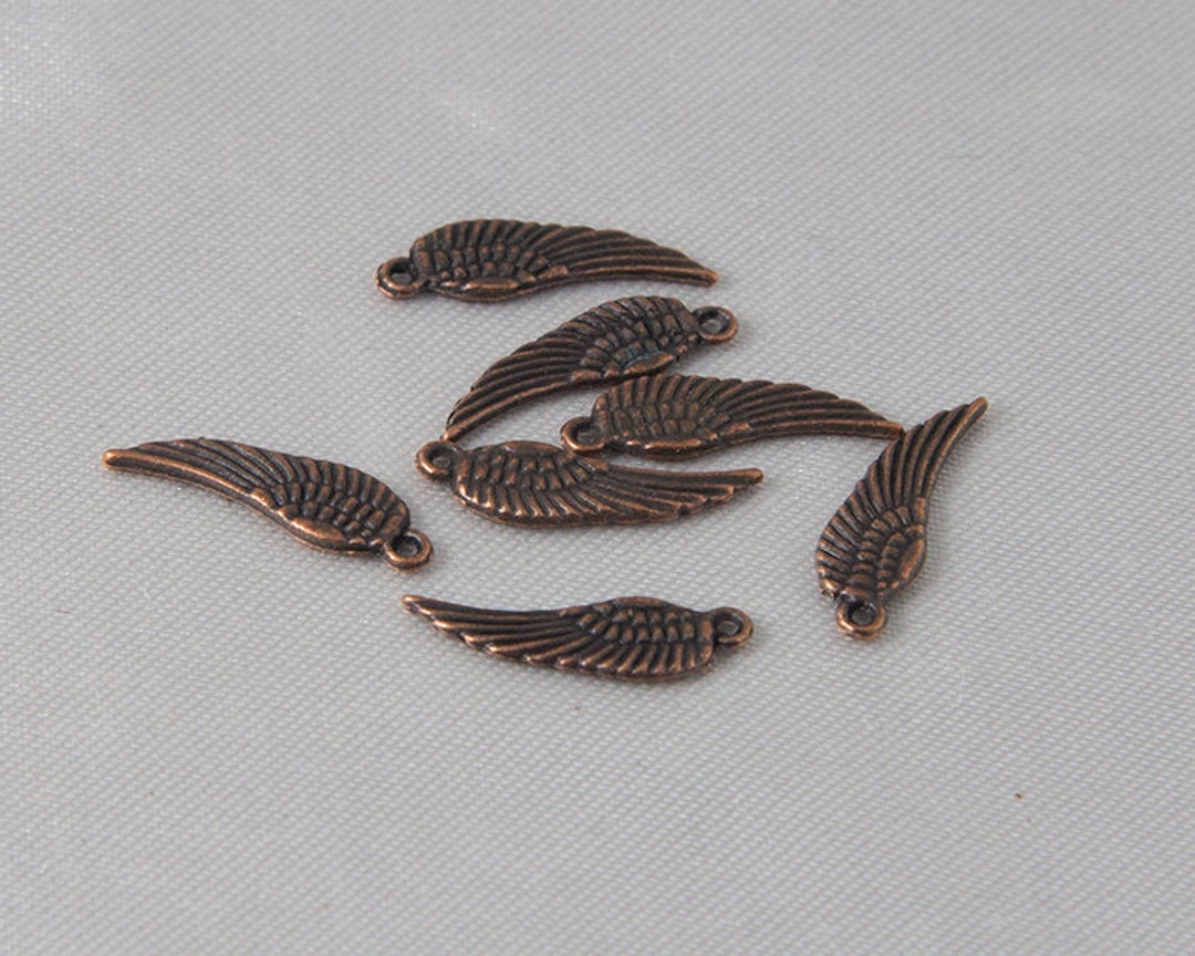 50 Pcs Tiny 16mm Antique Copper Angel Feather Wing Charms - Etsy