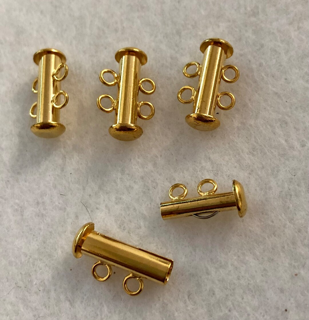 Two 2 Strand Loop Slide Clasp Multi Strand Layering Slide Lock Bar ...