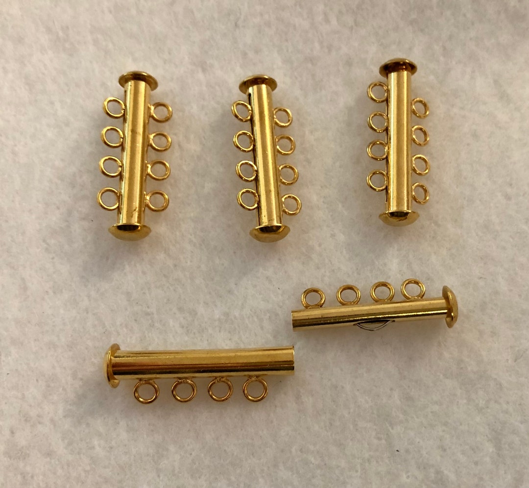 Four 4 Strand Loop Slide Clasp Multi Strand Layering Slide Lock Bar ...