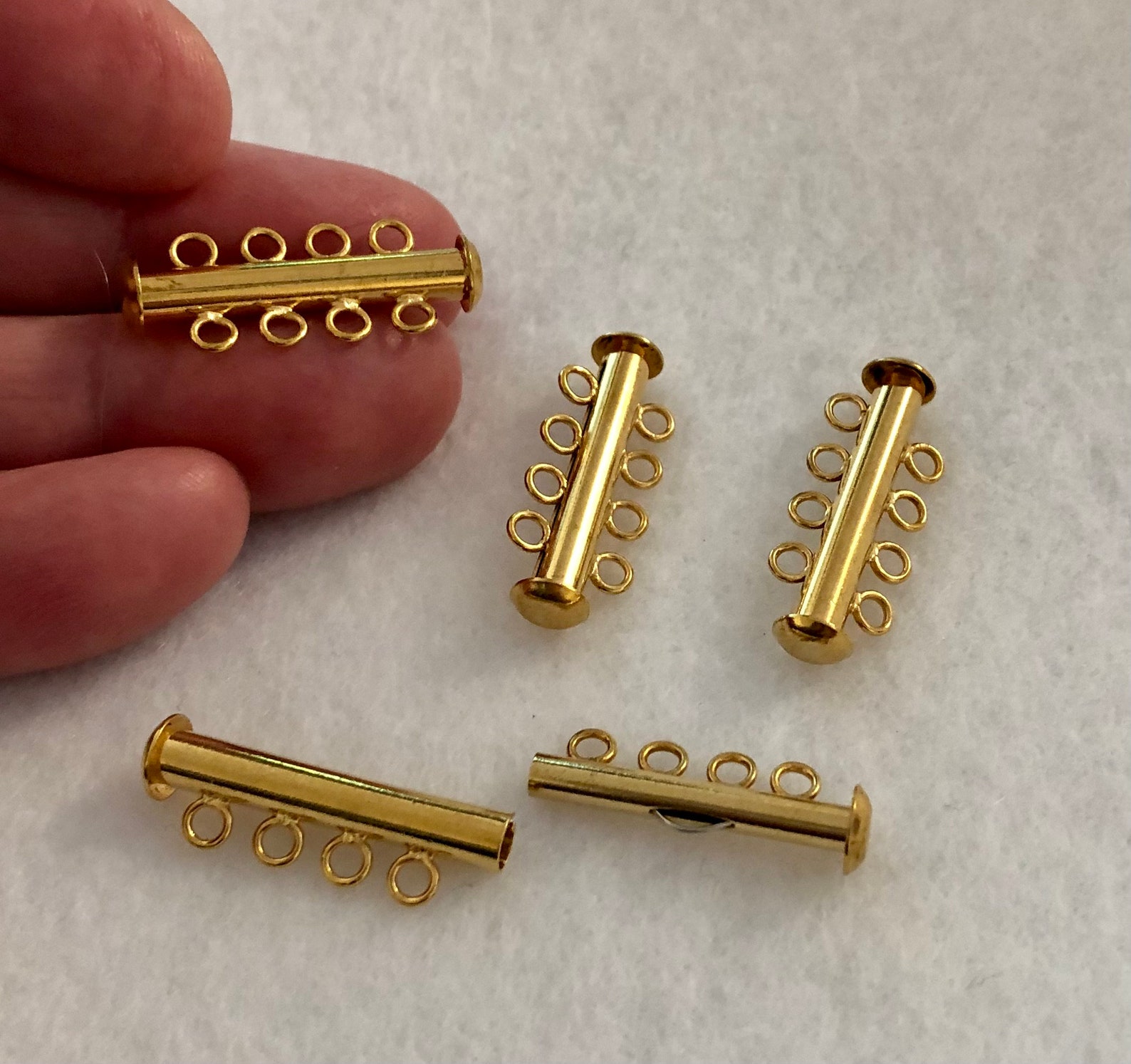 Four 4 Strand Loop Slide Clasp Multi Strand Layering Slide Lock Bar ...