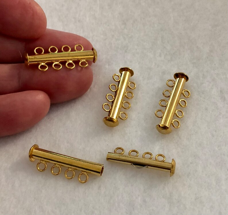 Four 4 Strand Loop Slide Clasp Multi Strand Layering Slide Lock Bar ...