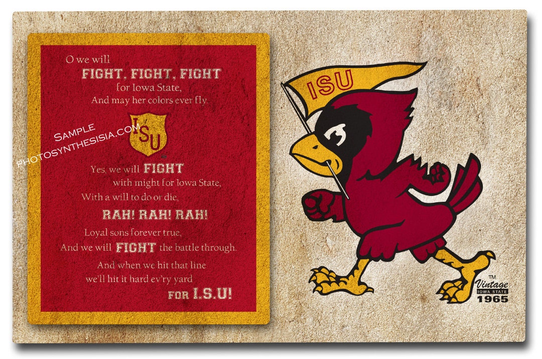 Iowa State University: Pennant Cy Fight Song Raised Panel Metal - Etsy