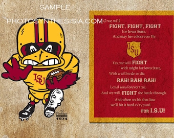 Iowa State University:leaning Cy Fight Song Raised Panel Metal | Etsy