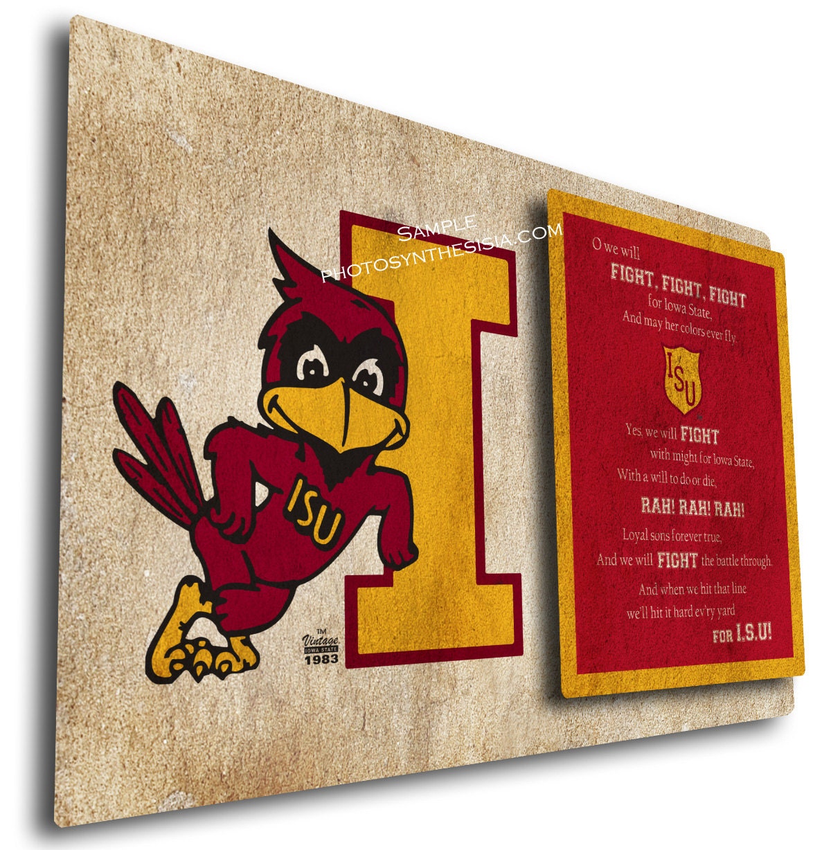 Iowa State University:leaning Cy Fight Song Raised Panel Metal - Etsy