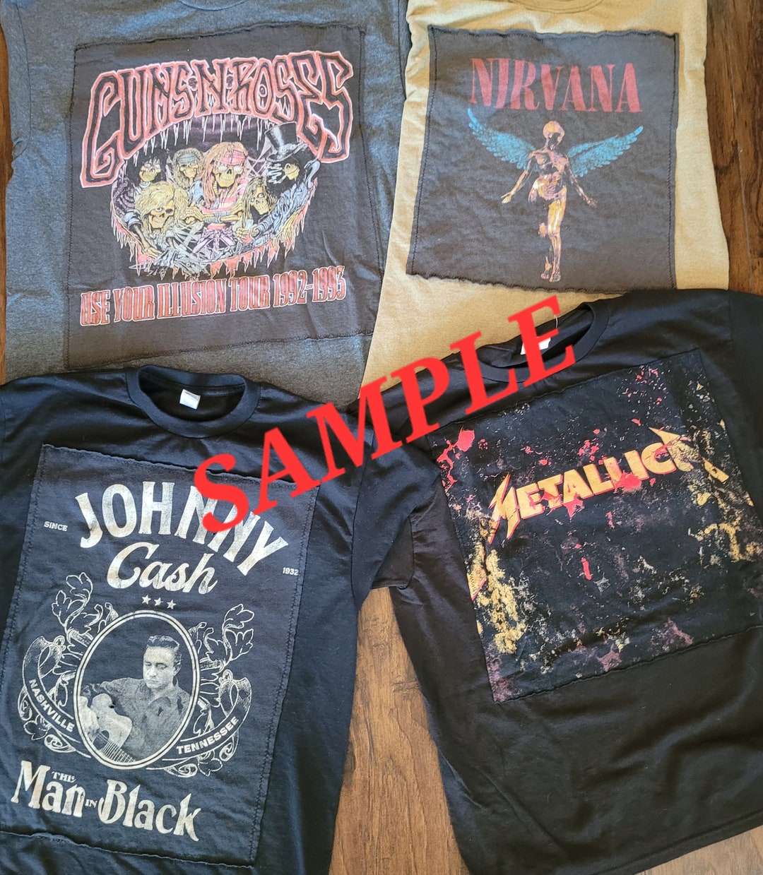Upcycled Vintage Band Tshirt, Punk Classic Rock Patch Tshirt, Mystery ...