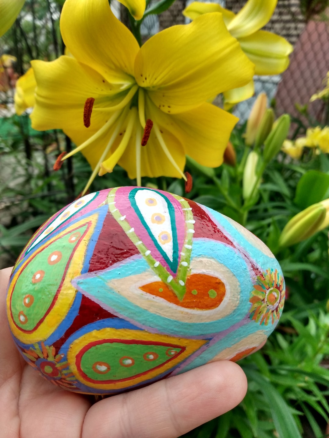 Assorted Floral Painted Rocks, Garden Decor, Garden Stones, Garden ...