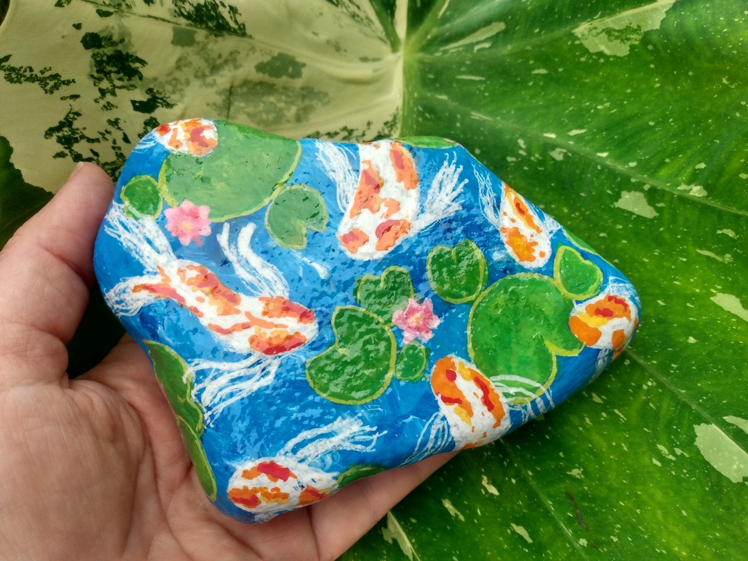 Koi Fish Pond Garden Rock, Garden Stone, Koi Art, Garden Art, Gardener ...