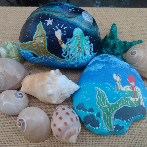 Mermaid Painted Rocks - Etsy