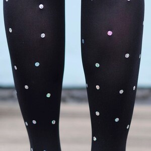 Holographic Spots Polka Dot Tights - Sparkle Tights in Silver Gold Pink ...