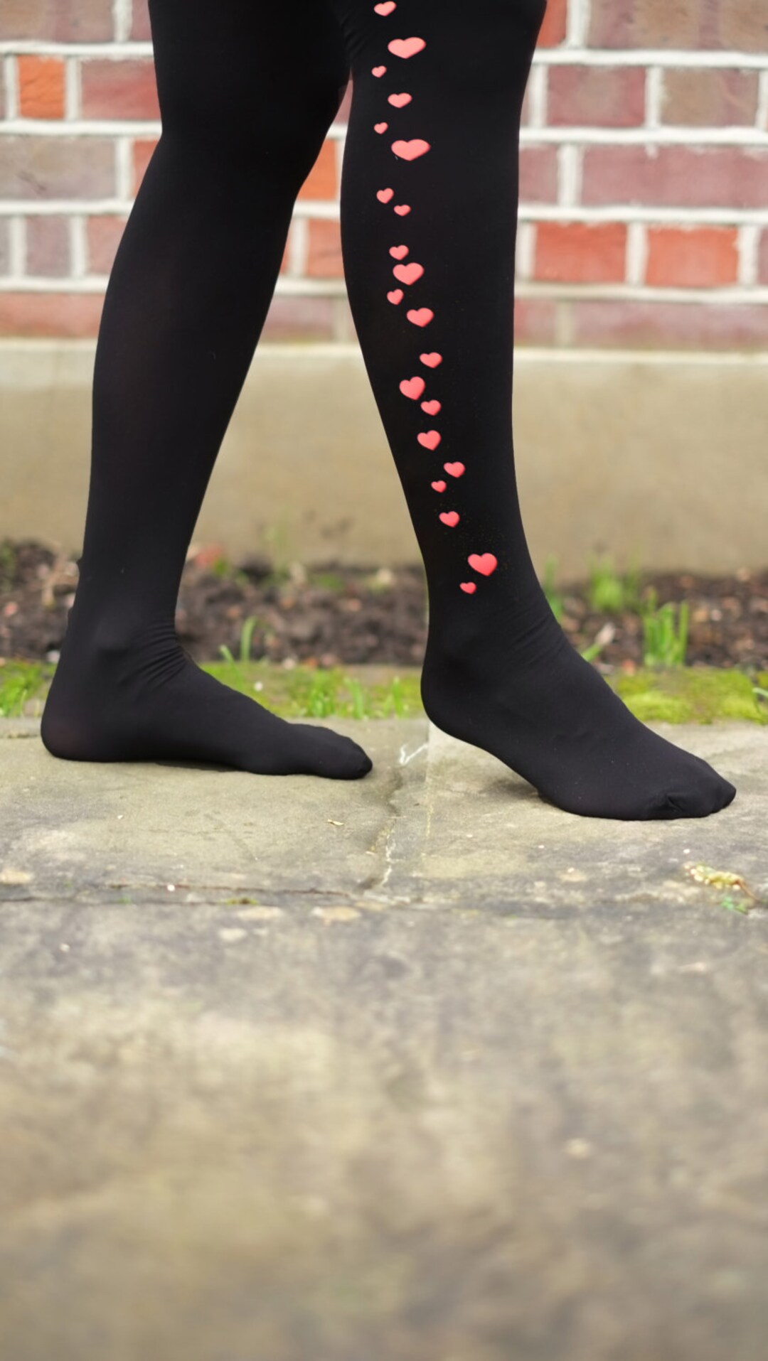 Red Heart Printed Tights - Etsy