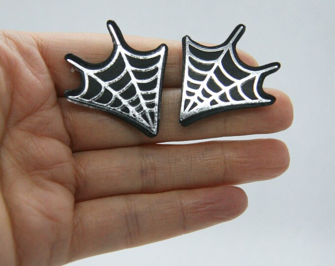 Cobweb Collar Point Enamel Pin Set of Two Black & Silver Spooky Goth ...