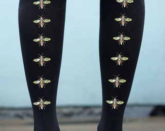 Printed and Studded Insect Tights Gold or Silver | Etsy