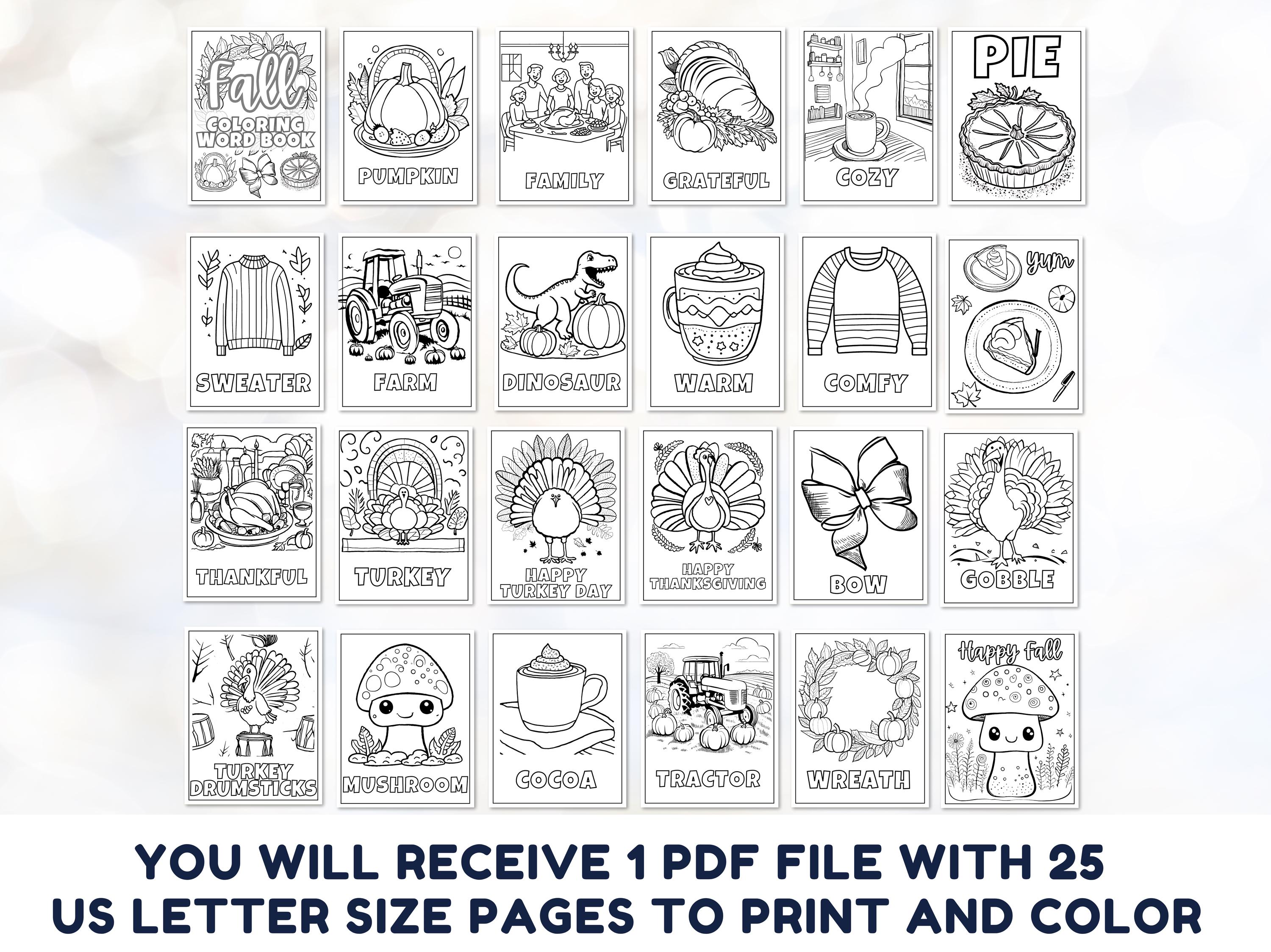 Fall Coloring Word Book Bold and Easy Autumn Coloring Pages Cozy ...