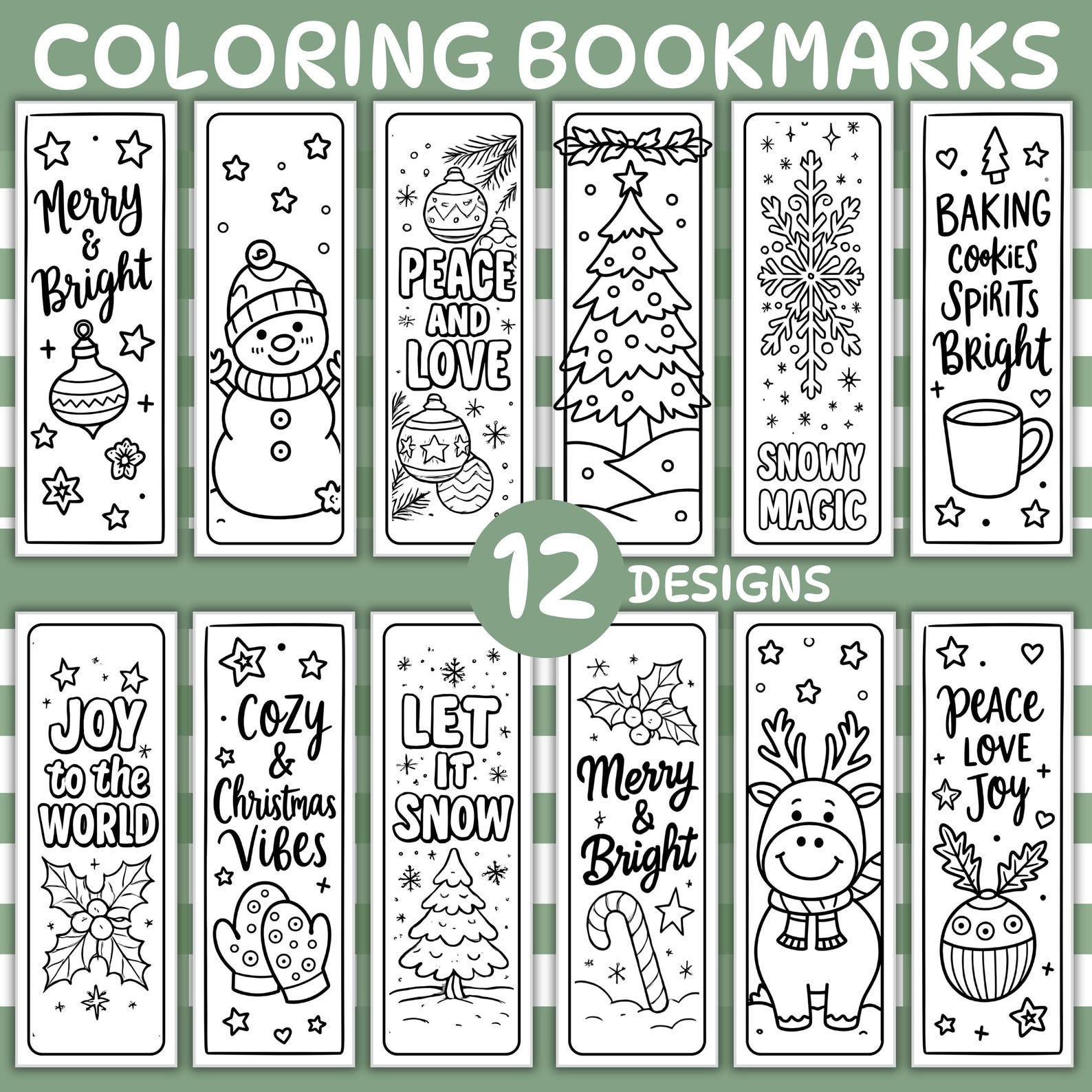 Christmas Bookmark Coloring Craft: Printable Kids' Activity (PDF ...