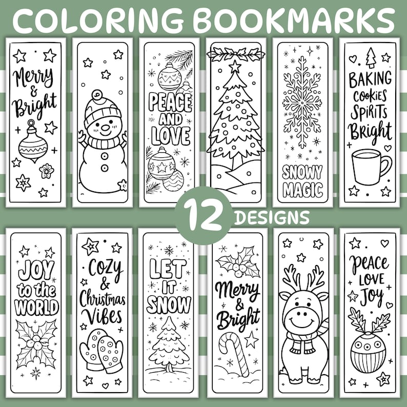 Christmas Bookmark Coloring Craft: Printable Kids' Activity (PDF ...