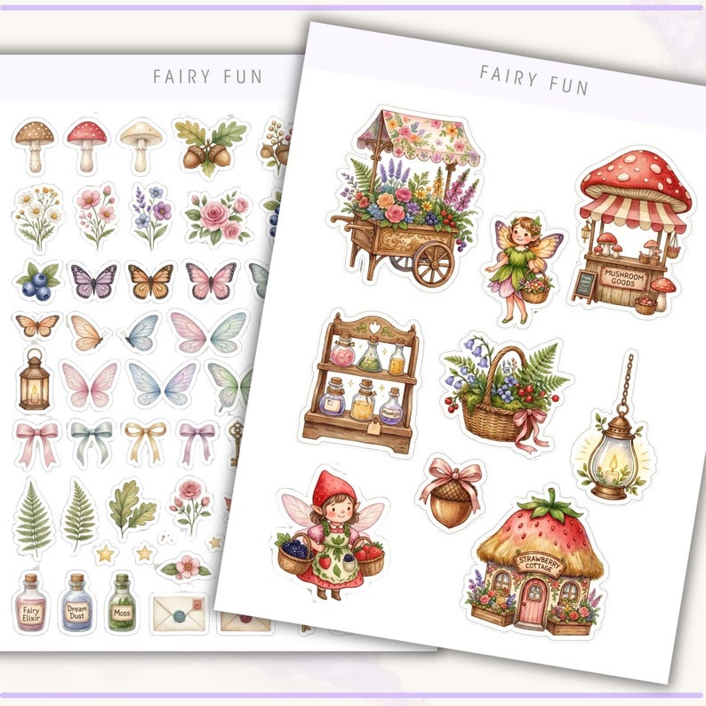 Fairy Junk Journal Fussy Cuts Printable Kit Digital Stickers Forest ...