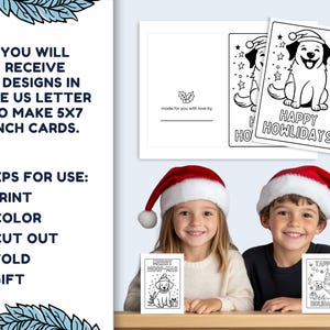 Coloring Christmas Cards Dog Holiday Greetings Yappy Howlidays Kids ...