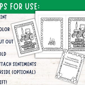 Tractor Birthday Coloring Cards: Farm Theme Printable (PDF Download) - Etsy