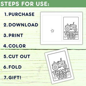 Tractor Thank You Coloring Cards: Farm Theme Kids Activity (PDF ...