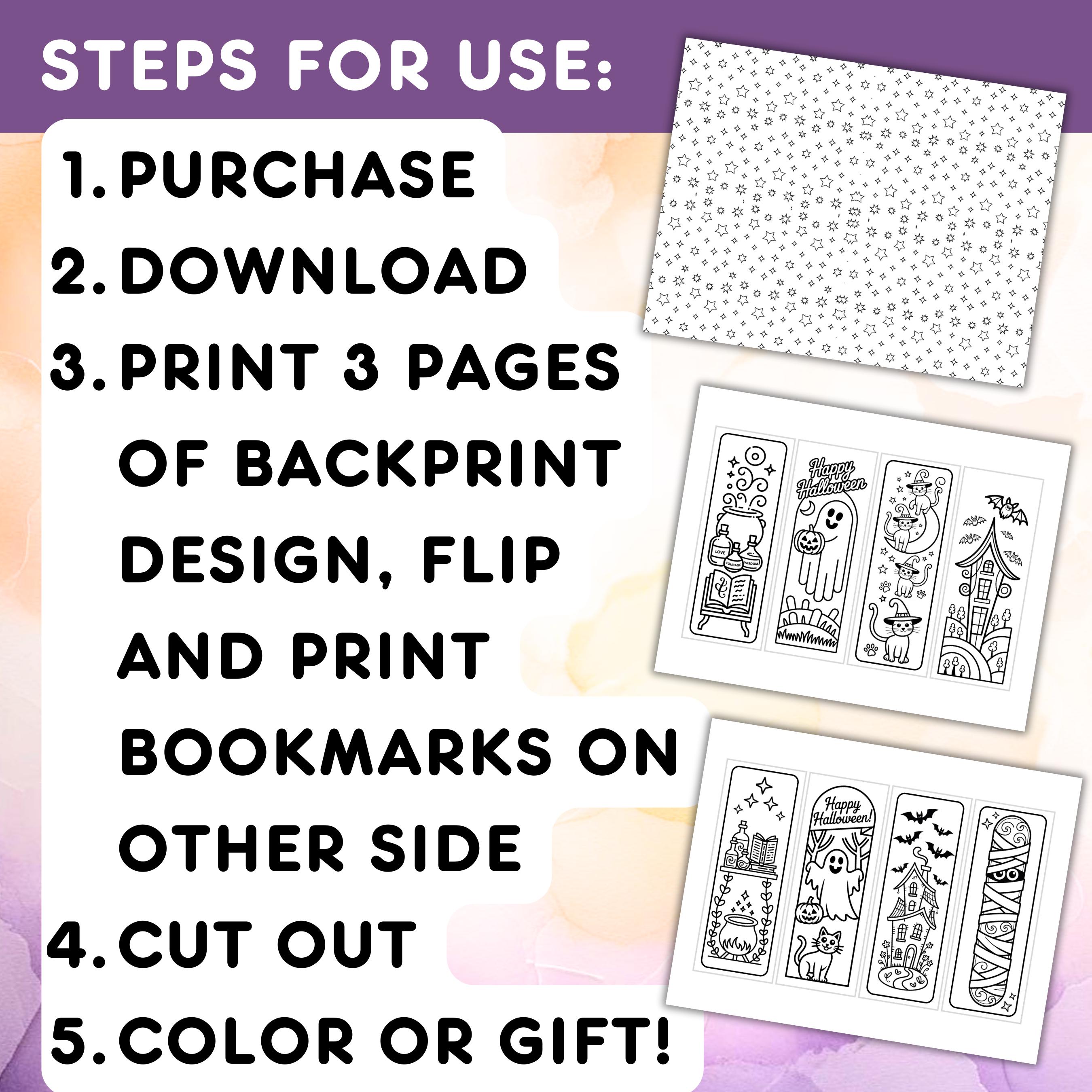 Halloween Bookmark Coloring Craft for Kids: Classroom Party Favor (PDF ...