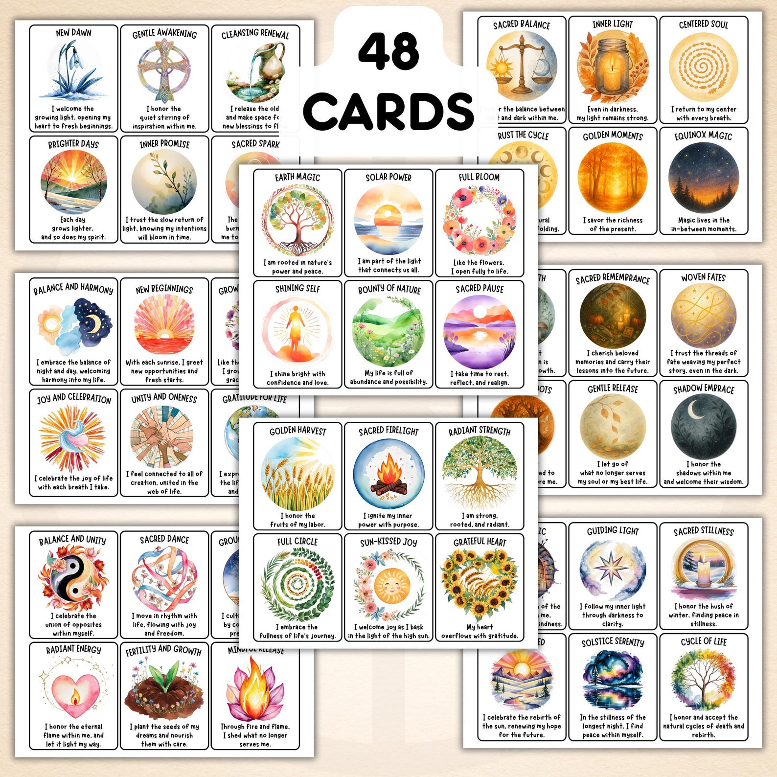 Wheel of the Year Affirmation Cards: Sabbat Printable Set (digital ...