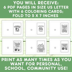 Tractor Thank You Coloring Cards: Farm Theme Kids Activity (PDF ...