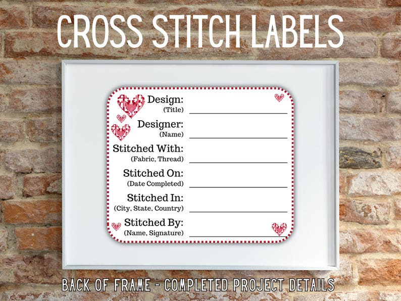 Cross Stitch Project Labels: Heirloom Stitching Record (PDF) - Etsy