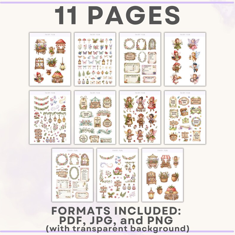 Fairy Junk Journal Fussy Cuts Printable Kit Digital Stickers Forest ...