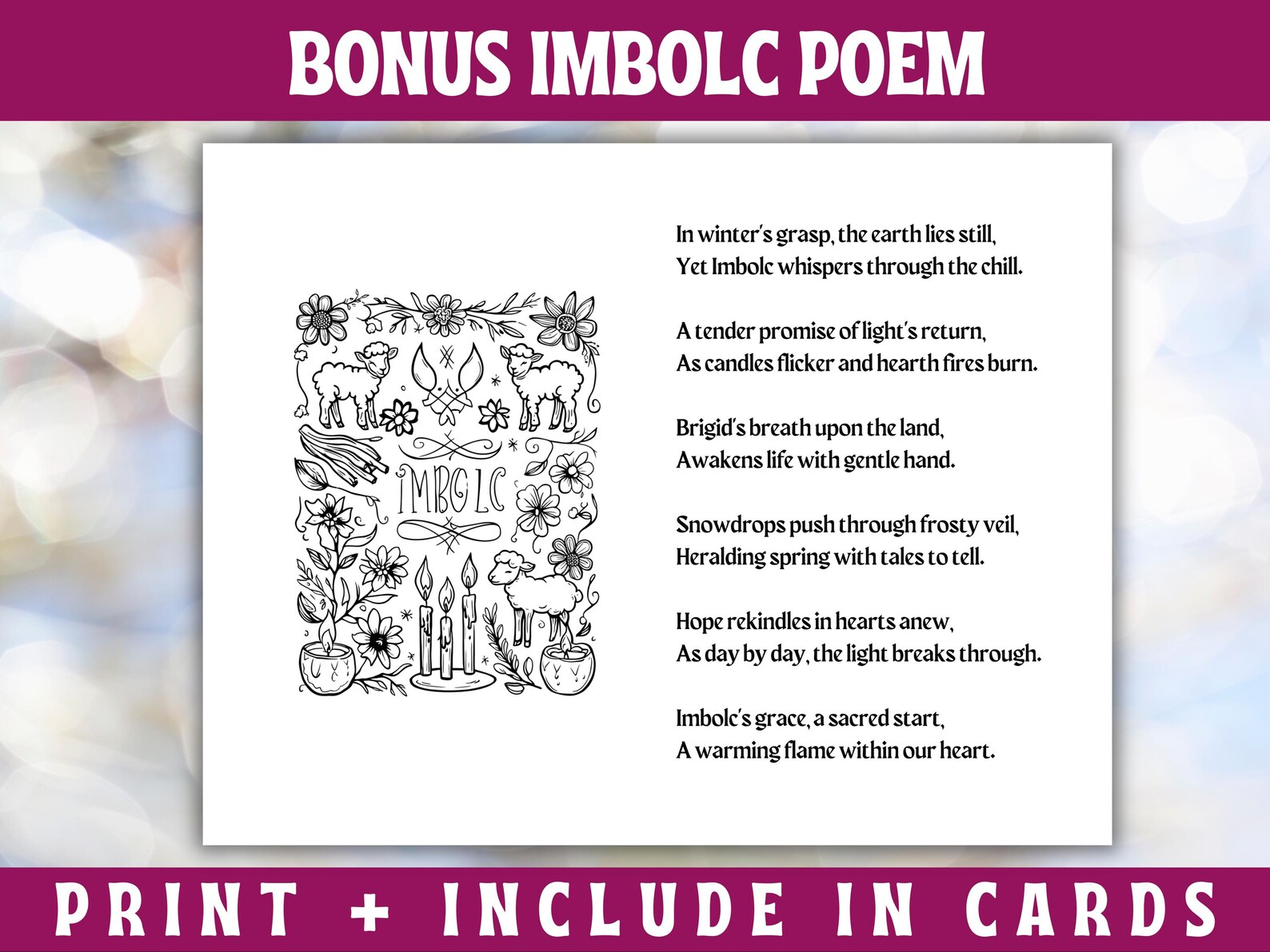 Printable Imbolc Coloring Cards Imbolc Blessings Homeschool Pagan ...