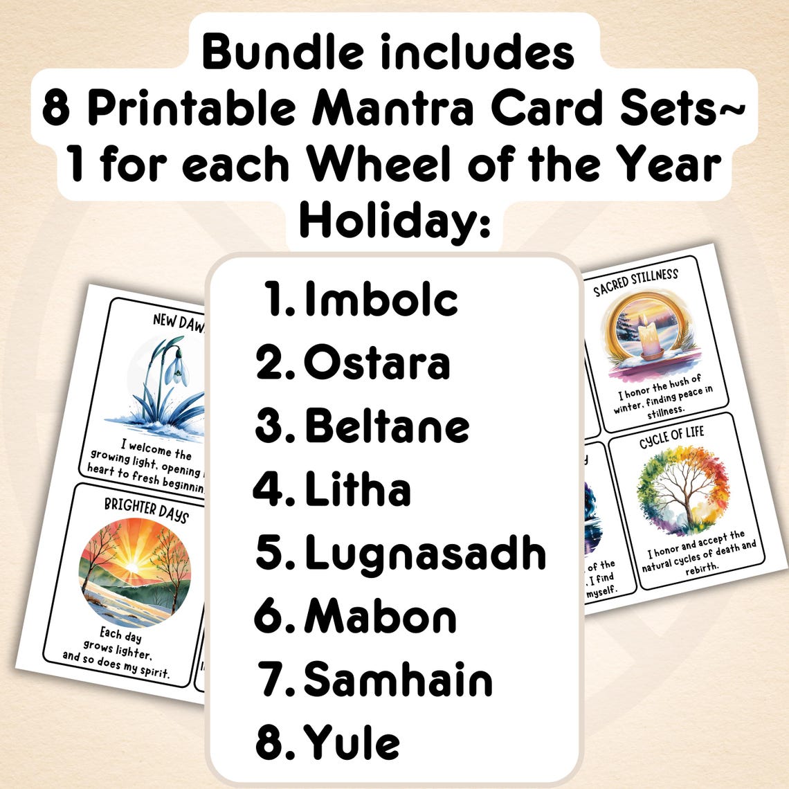 Wheel of the Year Affirmation Cards: Sabbat Printable Set (digital ...